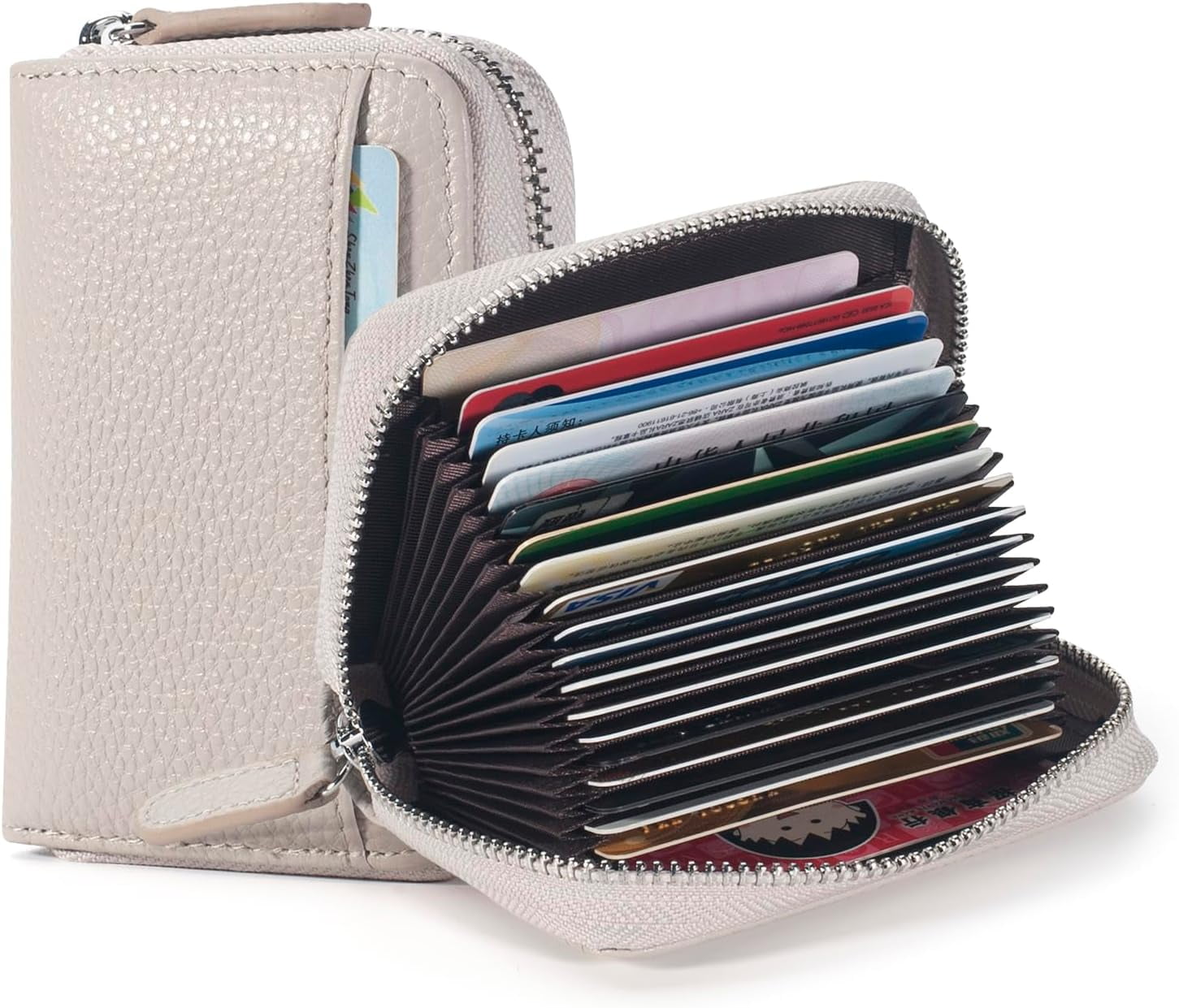 Credit Card Holder Wallet RFID Blocking Slim Genuine Leather Organizer ...