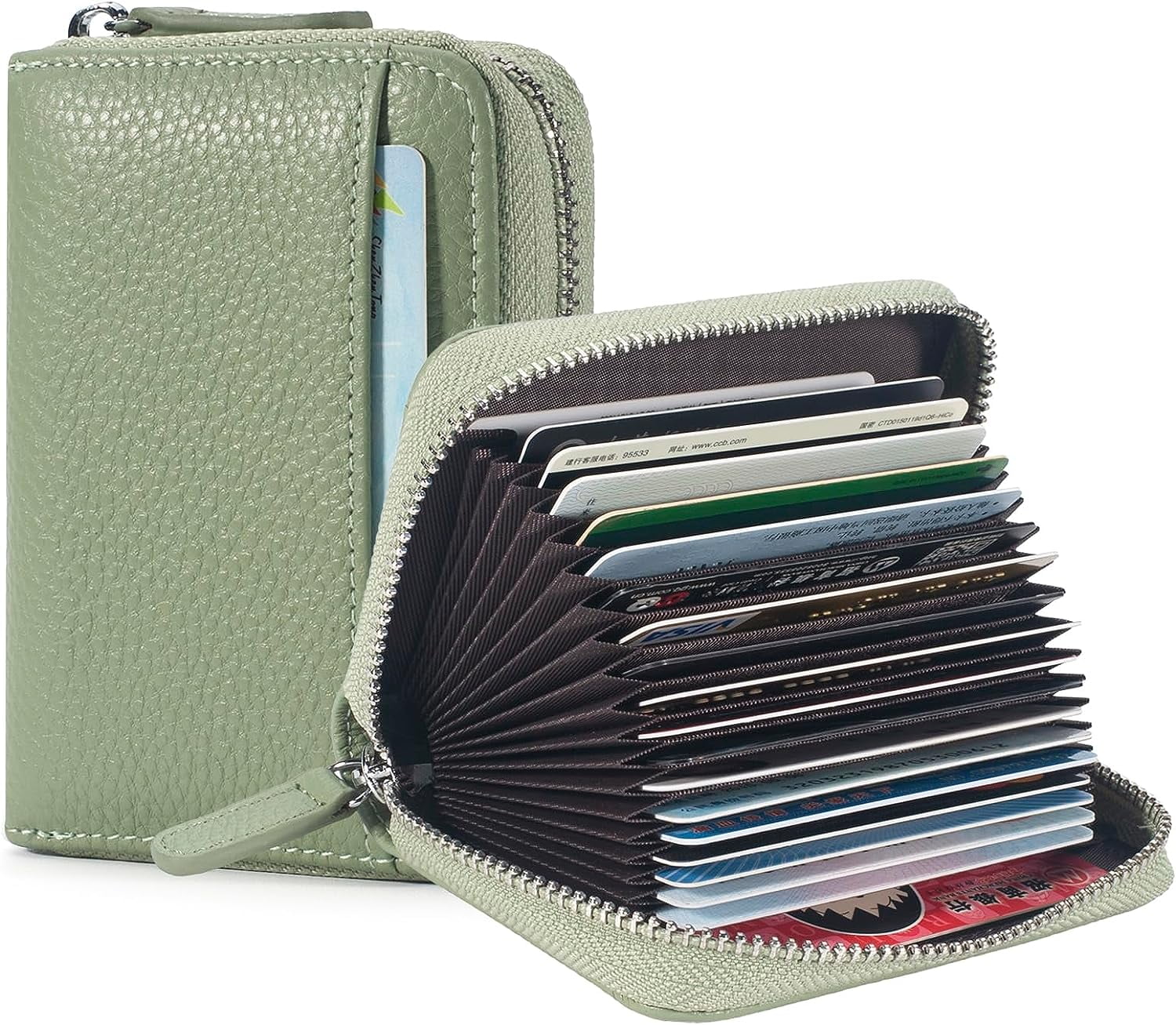 Credit Card Holder Wallet RFID Blocking Slim Genuine Leather Organizer ...