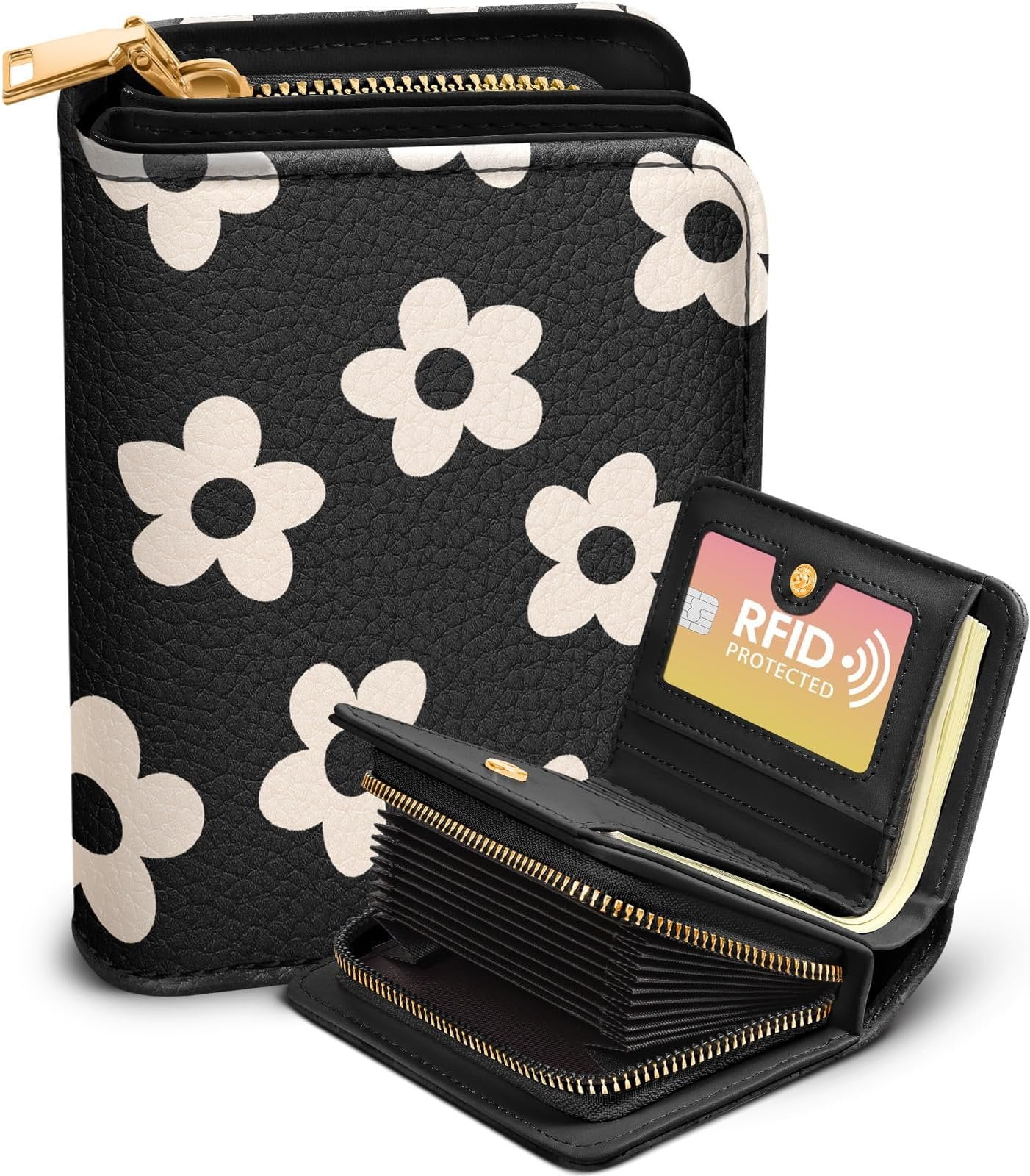 Credit Card Holder Wallet for Women - Cute Leather Ladies Teen Girls ...