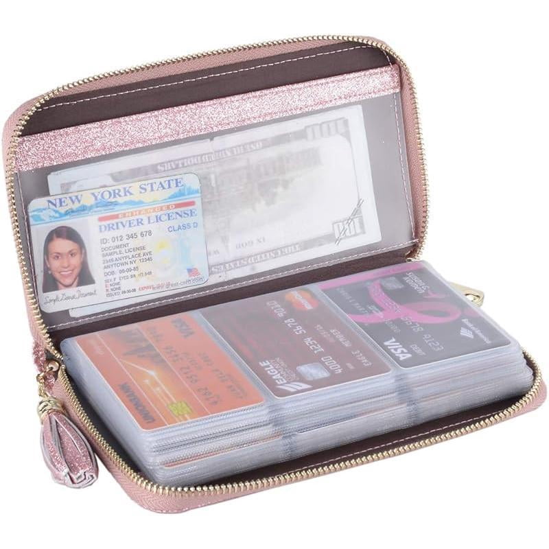Credit Card Holder Wallet Womens Zipper Leather Case Purse RFID ...