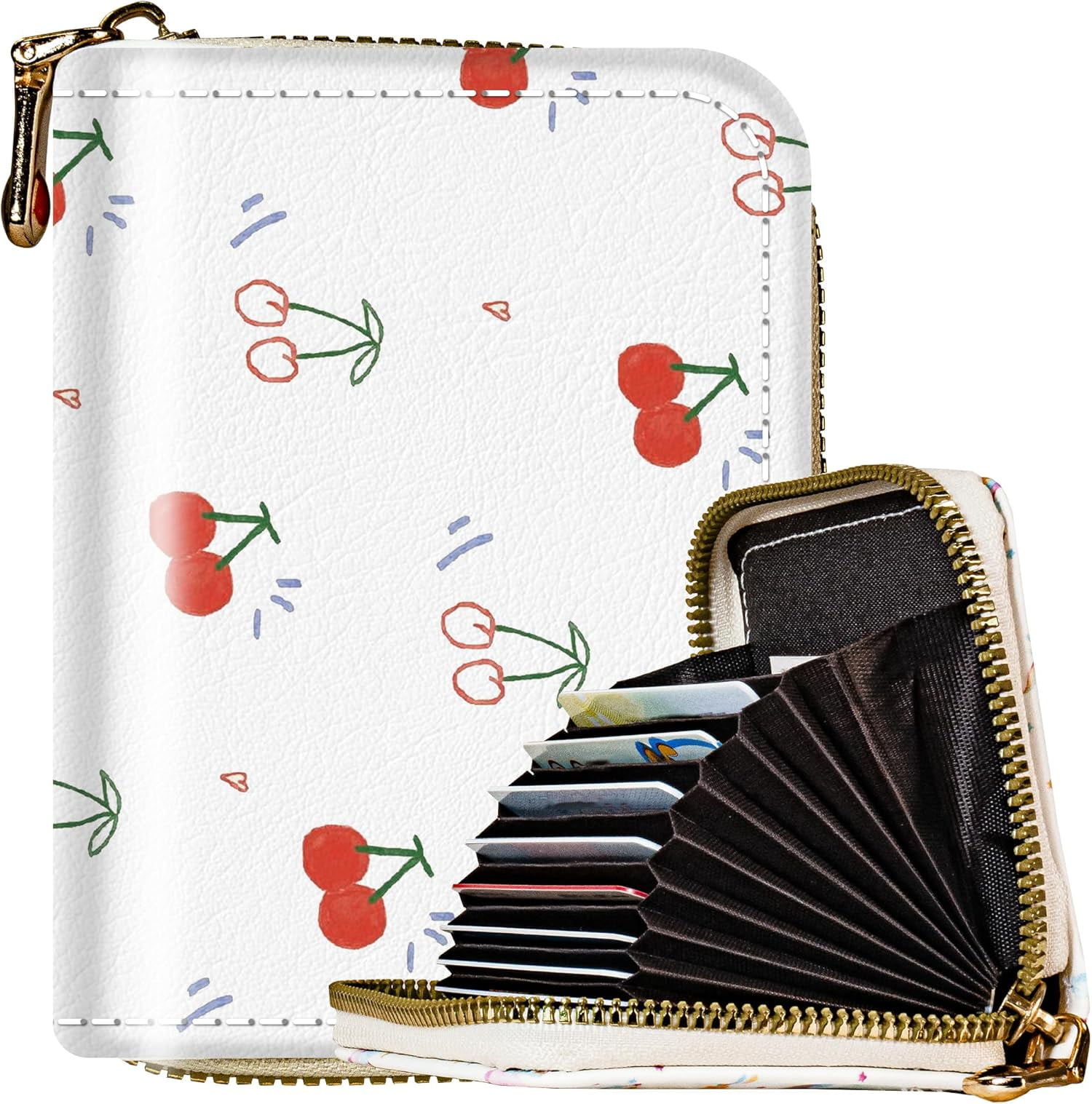 Credit Card Holder for Women, Aesthetic Cherry RFID Credit Card Wallet ...