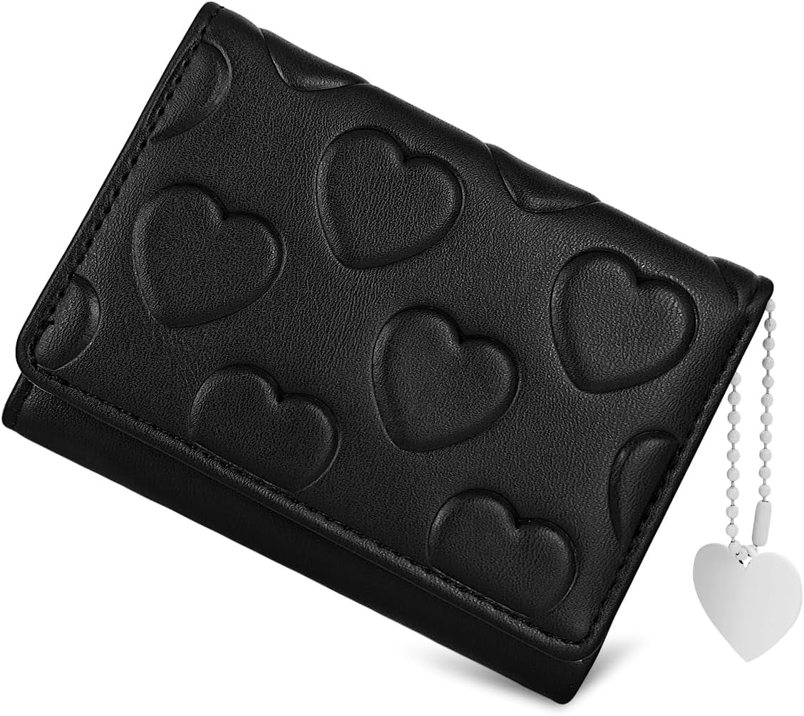 Credit Card Wallet with Heart-shaped Pendant, PU Leather Credit Card ...