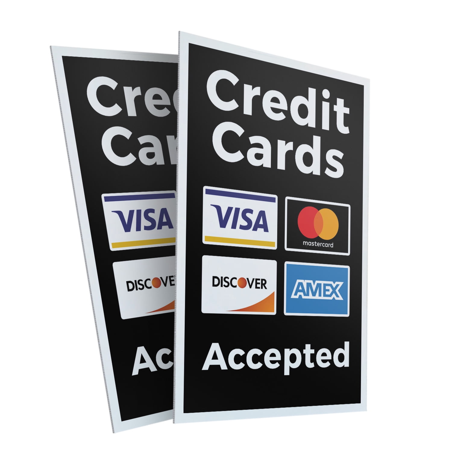 Credit Cards Accepted (2-Pack) 24 Inch x 36 Inch Plastic Signs | Sign ...