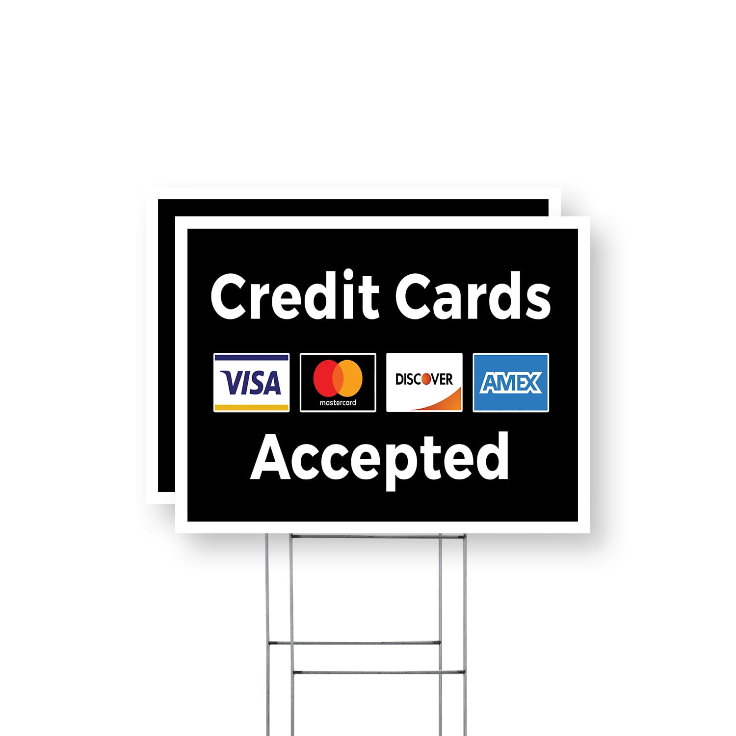 Credit Cards Accepted Yard Sign 2 Pack of 12 Inch x 16 Inch Double ...