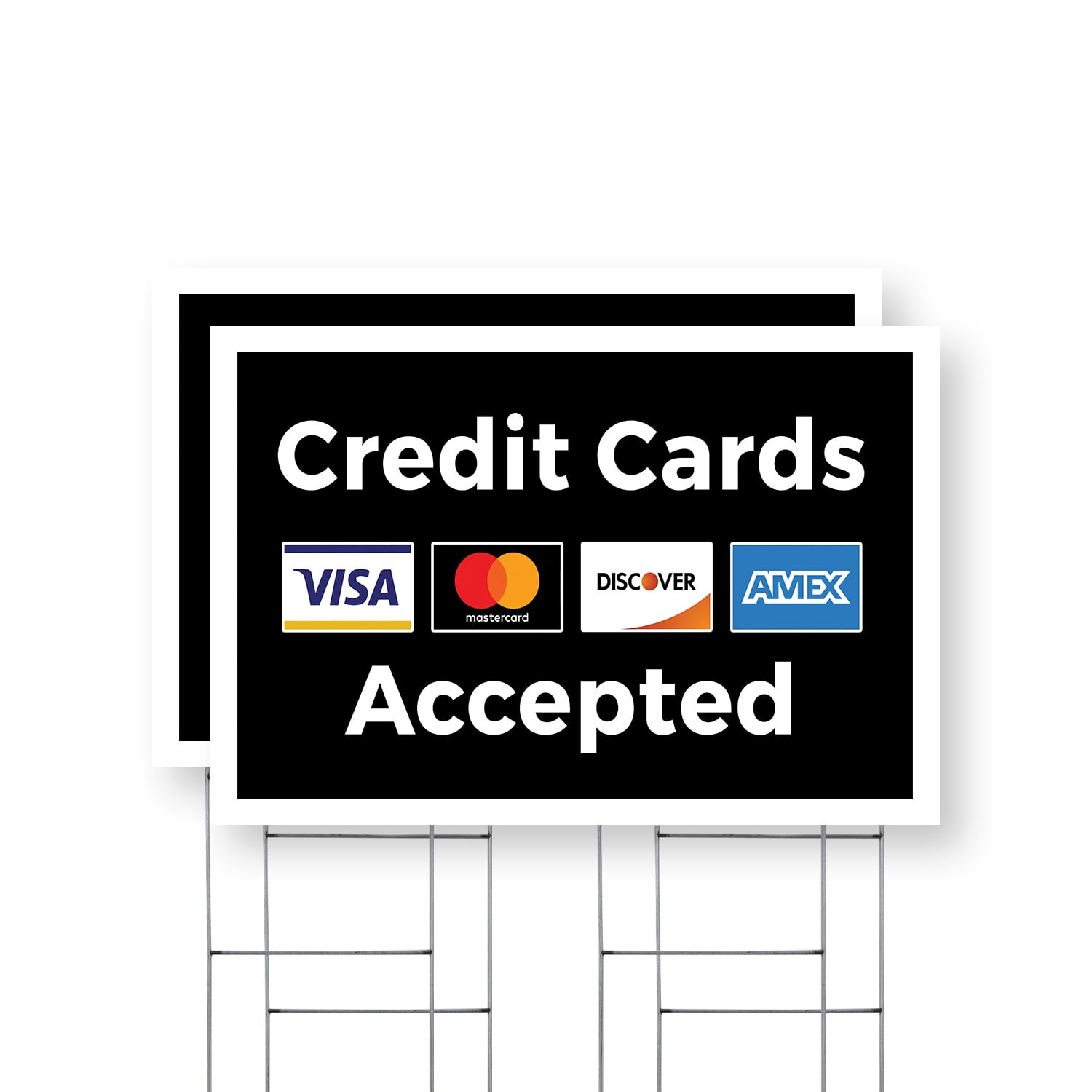 Credit Cards Accepted Yard Sign 2 Pack of 24 Inch x 36 Inch Double ...