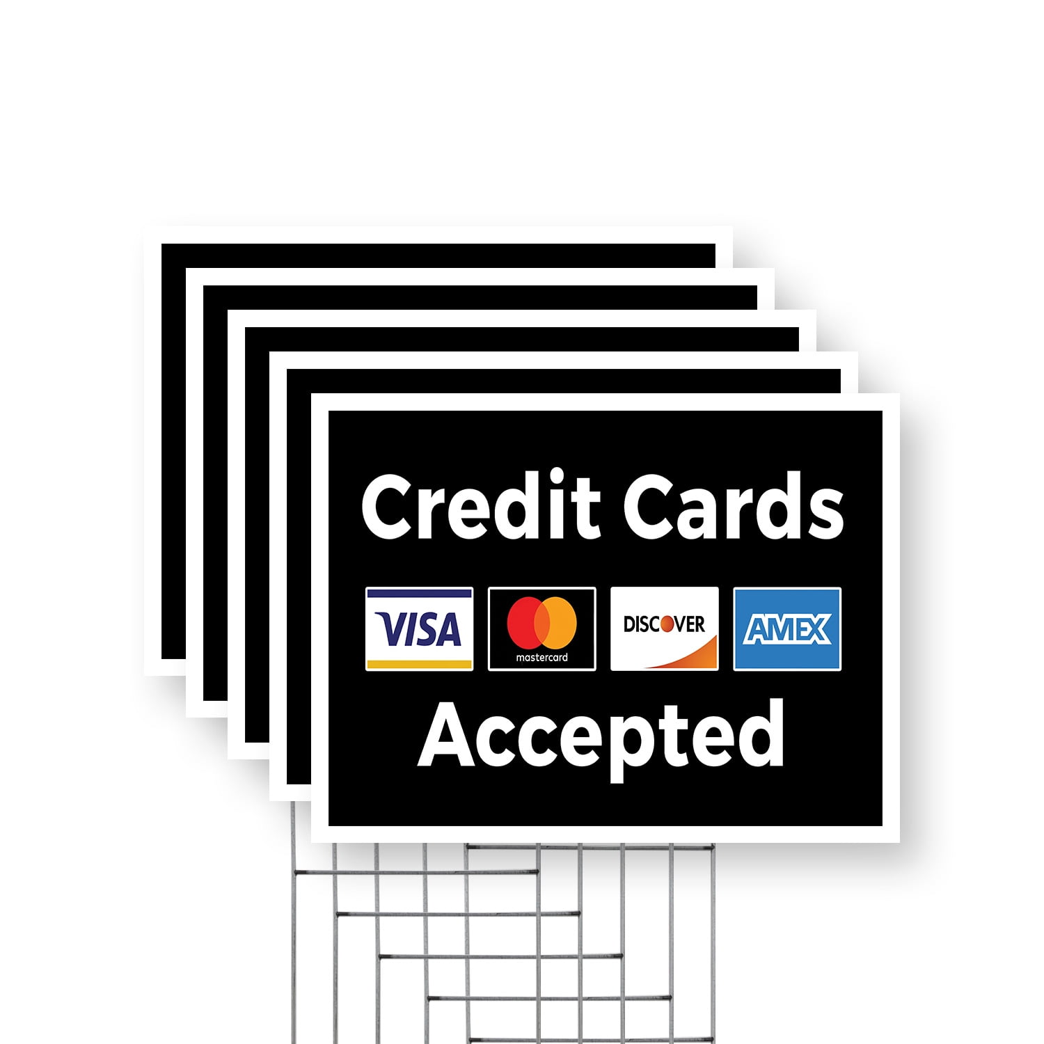 Credit Cards Accepted Yard Sign 5 Pack of 12 Inch x 16 Inch Double ...