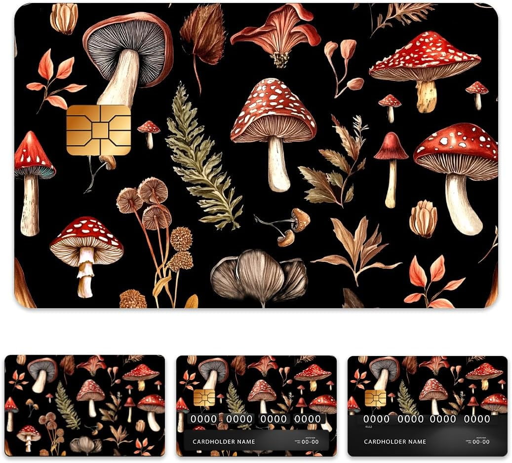 Credit Debit Card Skin Sticker Cover Bohemia Mushrooms Waterproof ...