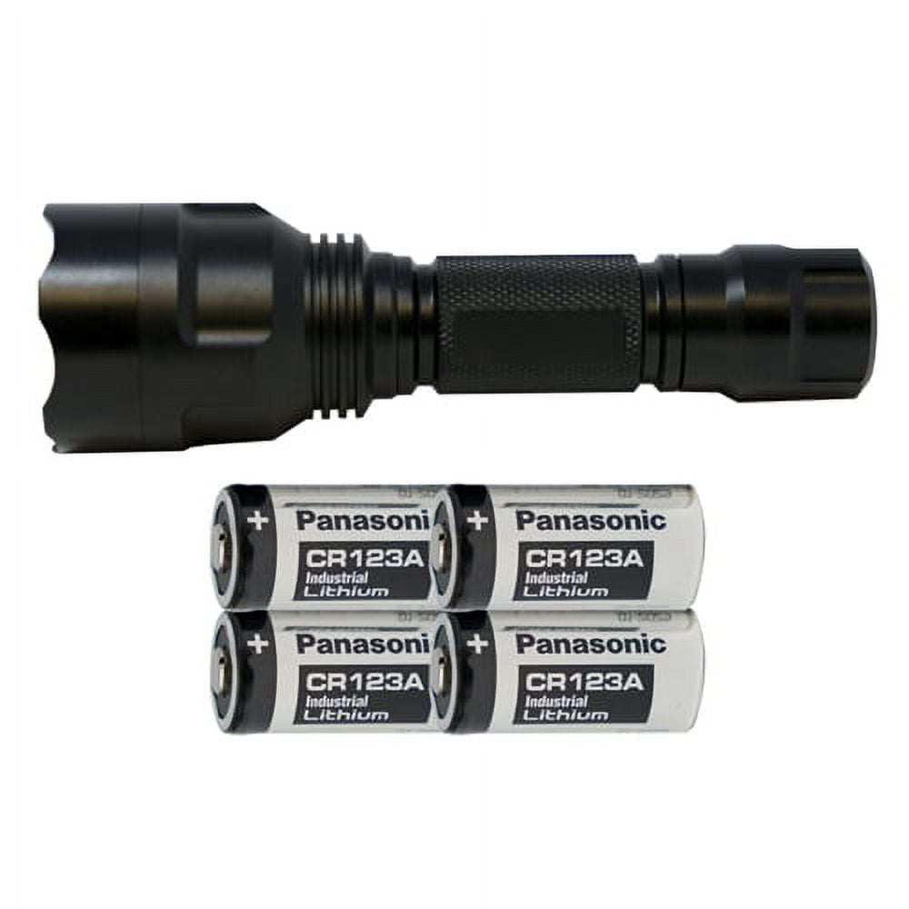 Cree XP-E LED - 300 Lumens Flashlight (S02) + 4-Pack Panasonic CR123 ...