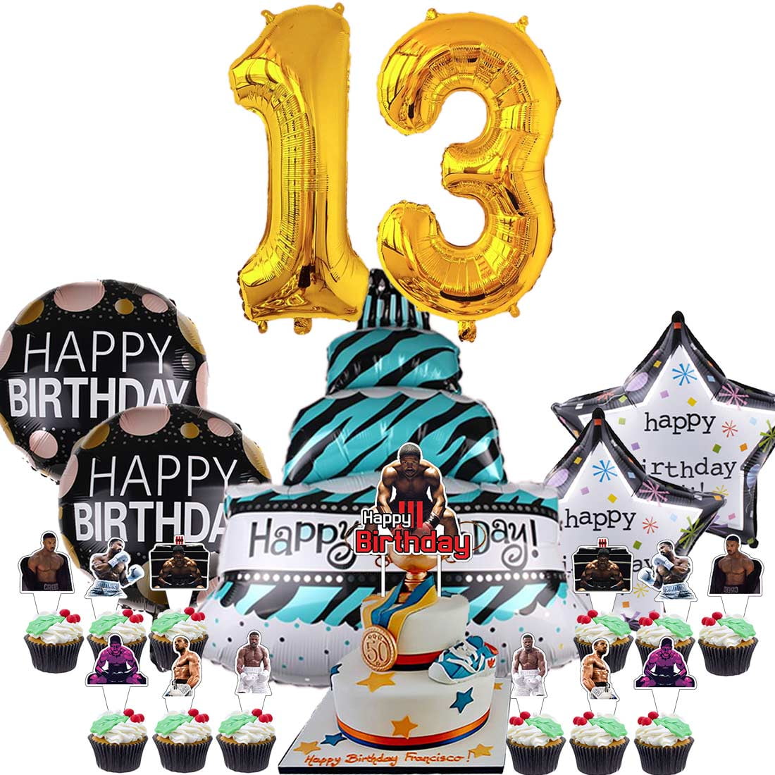 Creed 3 Party Supplies 13th Decor Kit Balloons Birthday Cake Topper ...