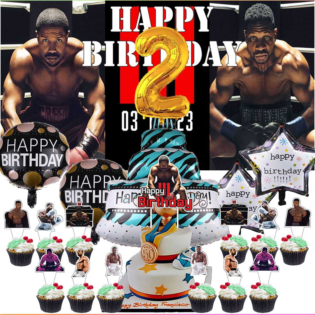 Creed 3 Party Supplies Decor 2nd Kit Balloons Birthday Cake Topper ...