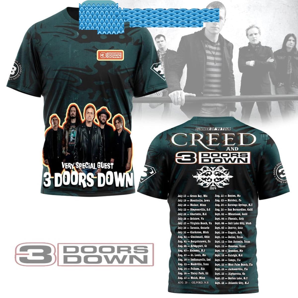 Creed And 3 Doors Down Summer Of 99 Tour 2024 Fan Hoodie T-Shirt ...