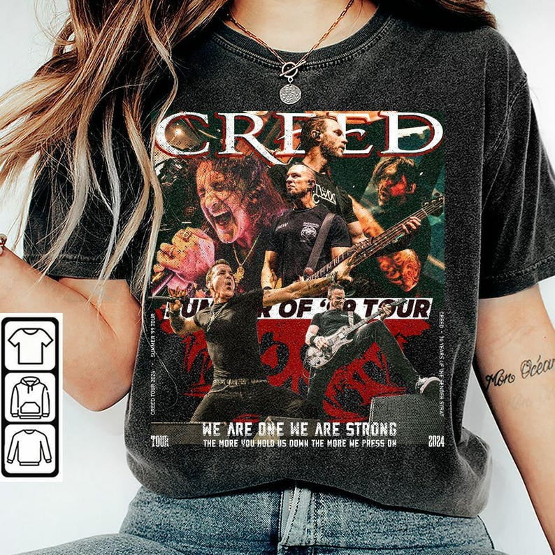 Creed Band 2024 Tour Summer Of 99 Tour Shirt, Creed Rock Band 90s Concerts Music T-Shirt ...