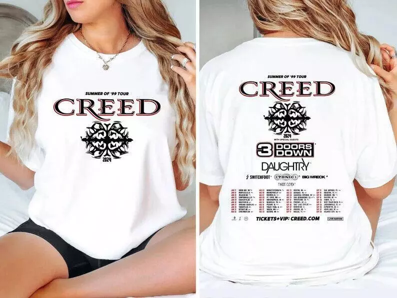 Creed Band 2024 Tour Summer Of 99 Tour T-shirt Cotton Unisex Fans Gift ...
