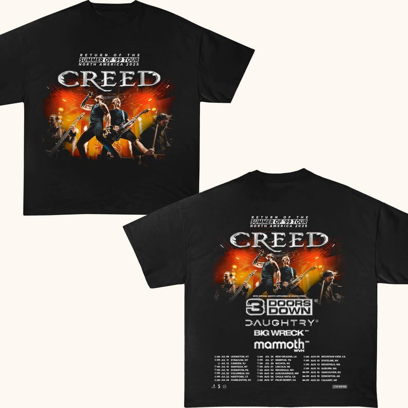 Creed Band 2025 Tour Summer of ’99 Tour Shirt, Creed Band Fan Gift ...