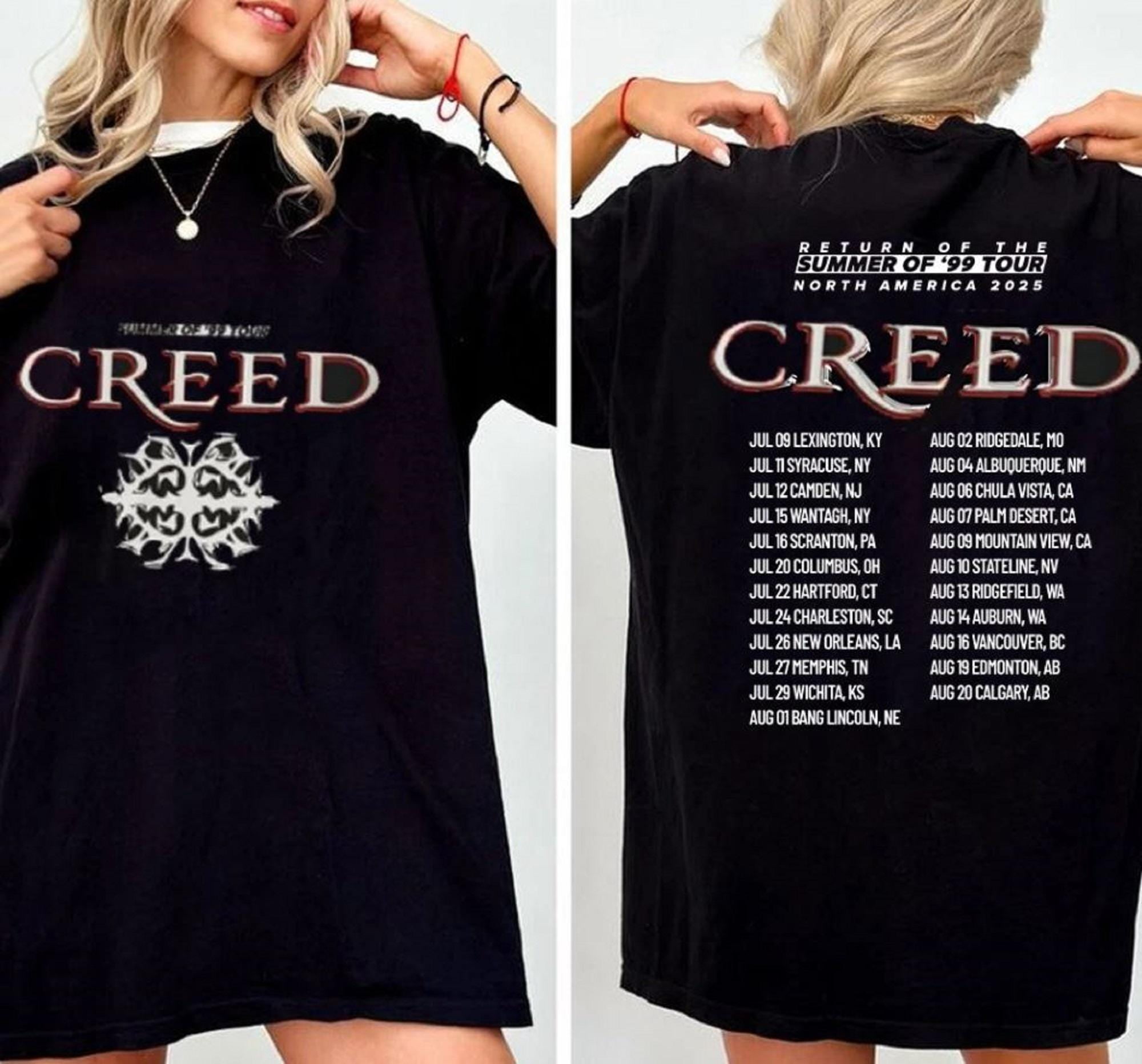 Creed Summer Tour Shirt 2025, Creed 3 Doors Down Daughtry Marmoth Big ...