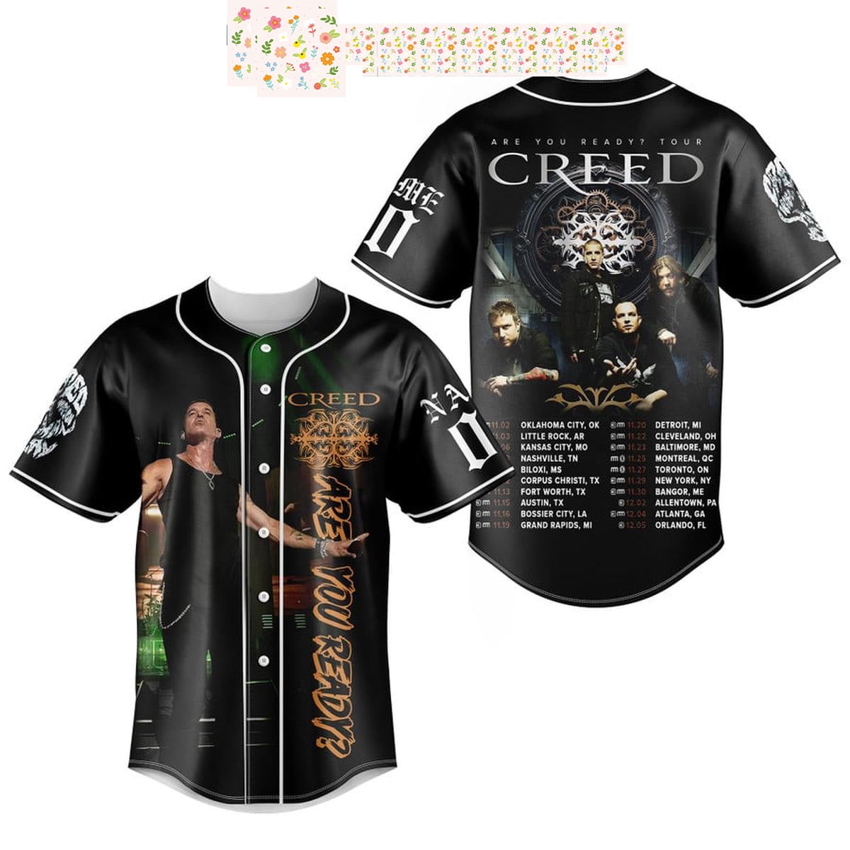 Creed The Schedule Of 2024 Tour Personalized Baseball Jersey - Walmart.com
