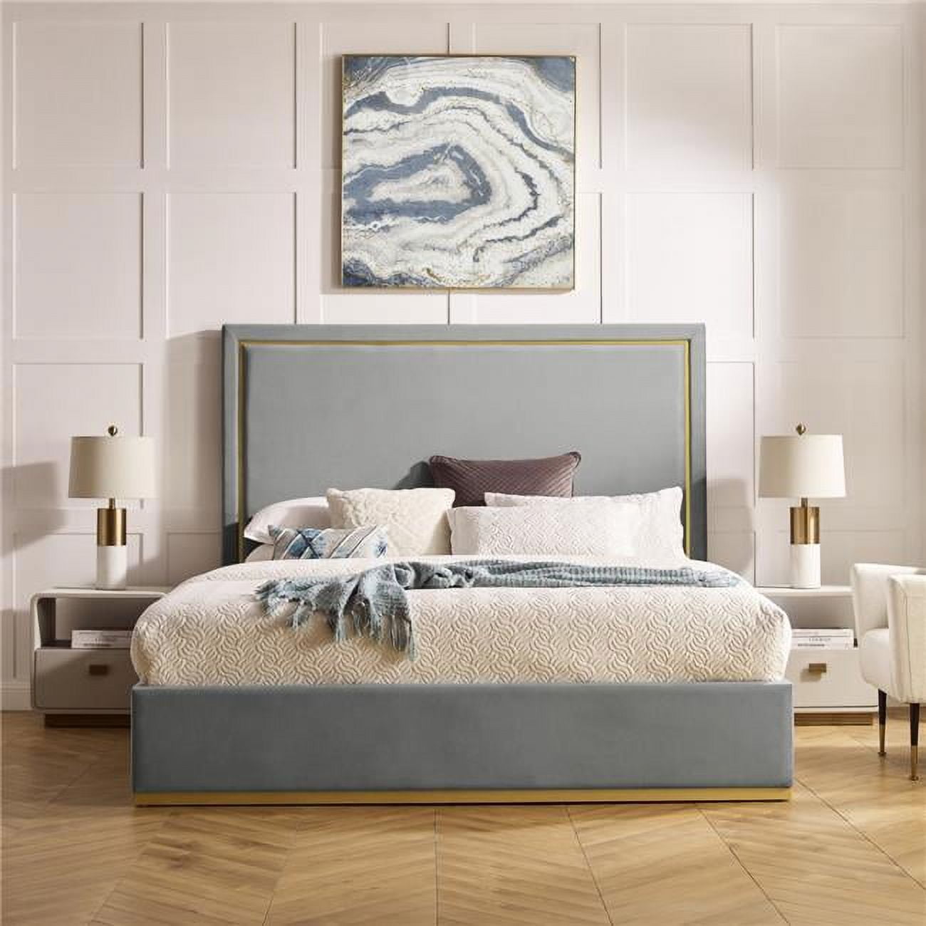 Creed Upholstered Velvet King Size Bed, Grey - Walmart.com