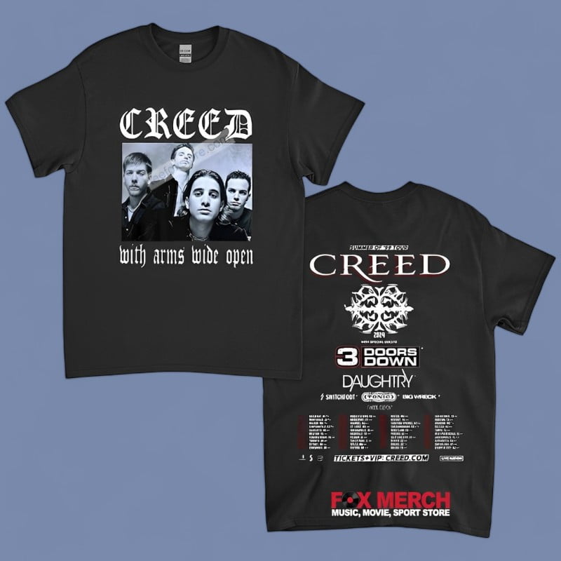 Creed With Arms Wide Open 2024 Tour Summer Of ’99 Music T-Shirts ...