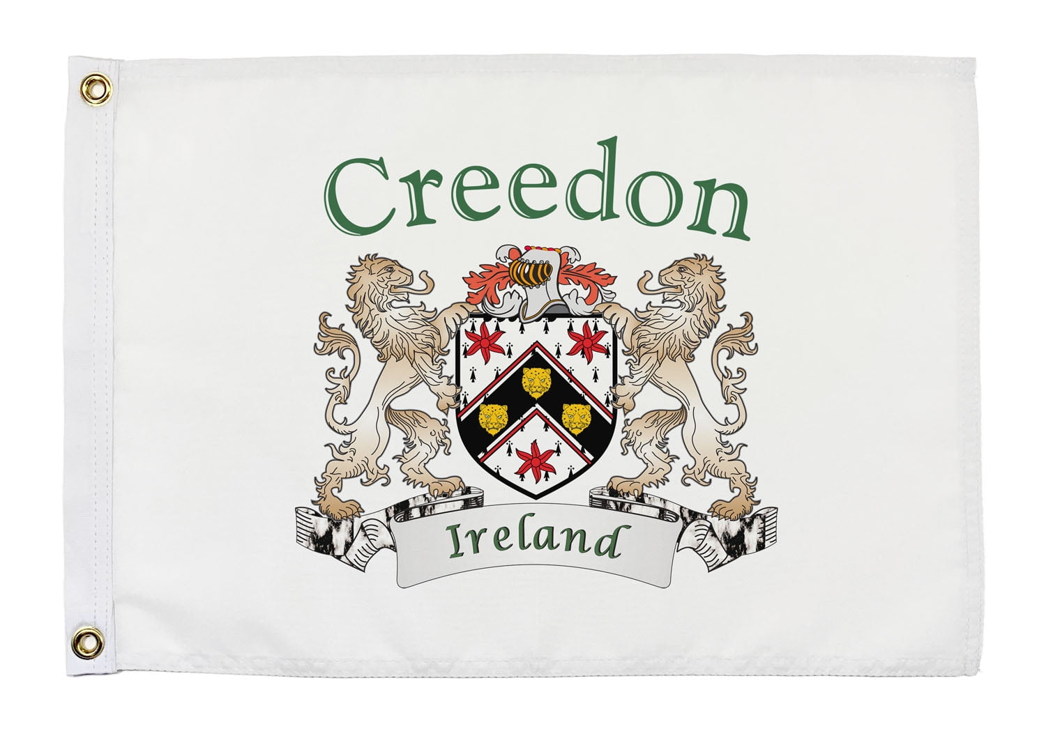 Creedon Irish Coat of Arms Small White Flag - 16"x10.5" inches ...