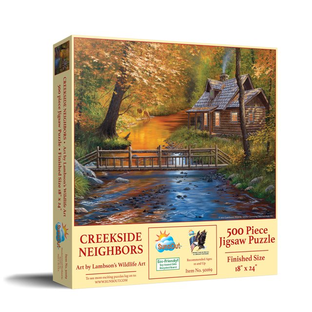 SUNSOUT INC - Creekside Neighbors 500 pc Jigsaw Puzzle by Lambson's Wildlife Art, Eco-Friendly ...