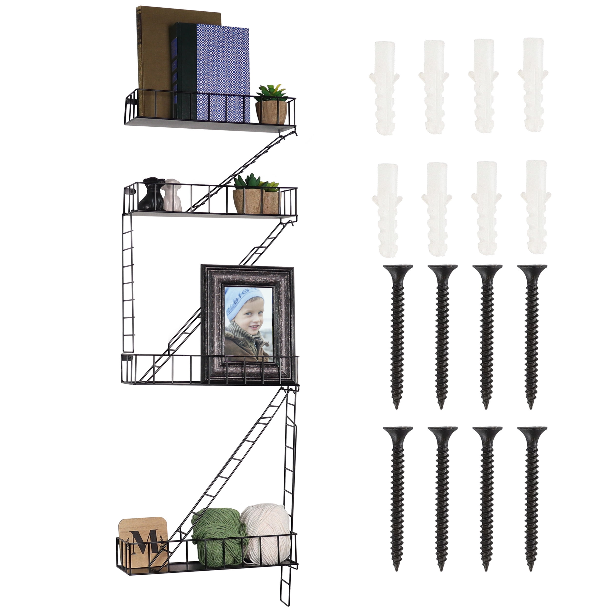 Creekview Home Emporium Decorative Industrial 4 Tier Fire Escape Wall Storage Mount Ladder for ...