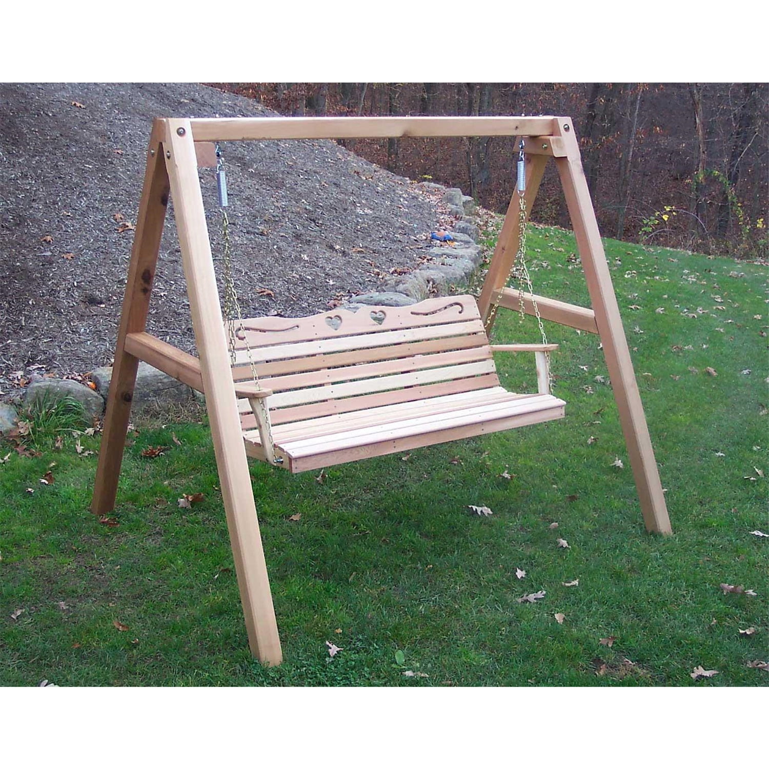 Creekvine Designs Cedar Country Hearts Porch Swing with Stand-Size:4 ...