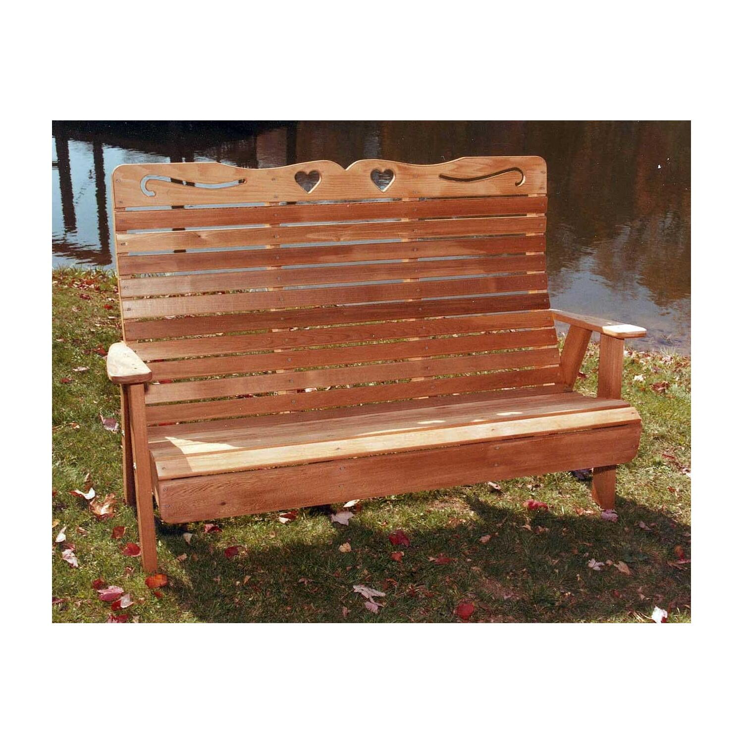 Creekvine Designs Cedar Royal Country Hearts Garden Bench-Size:5 ...