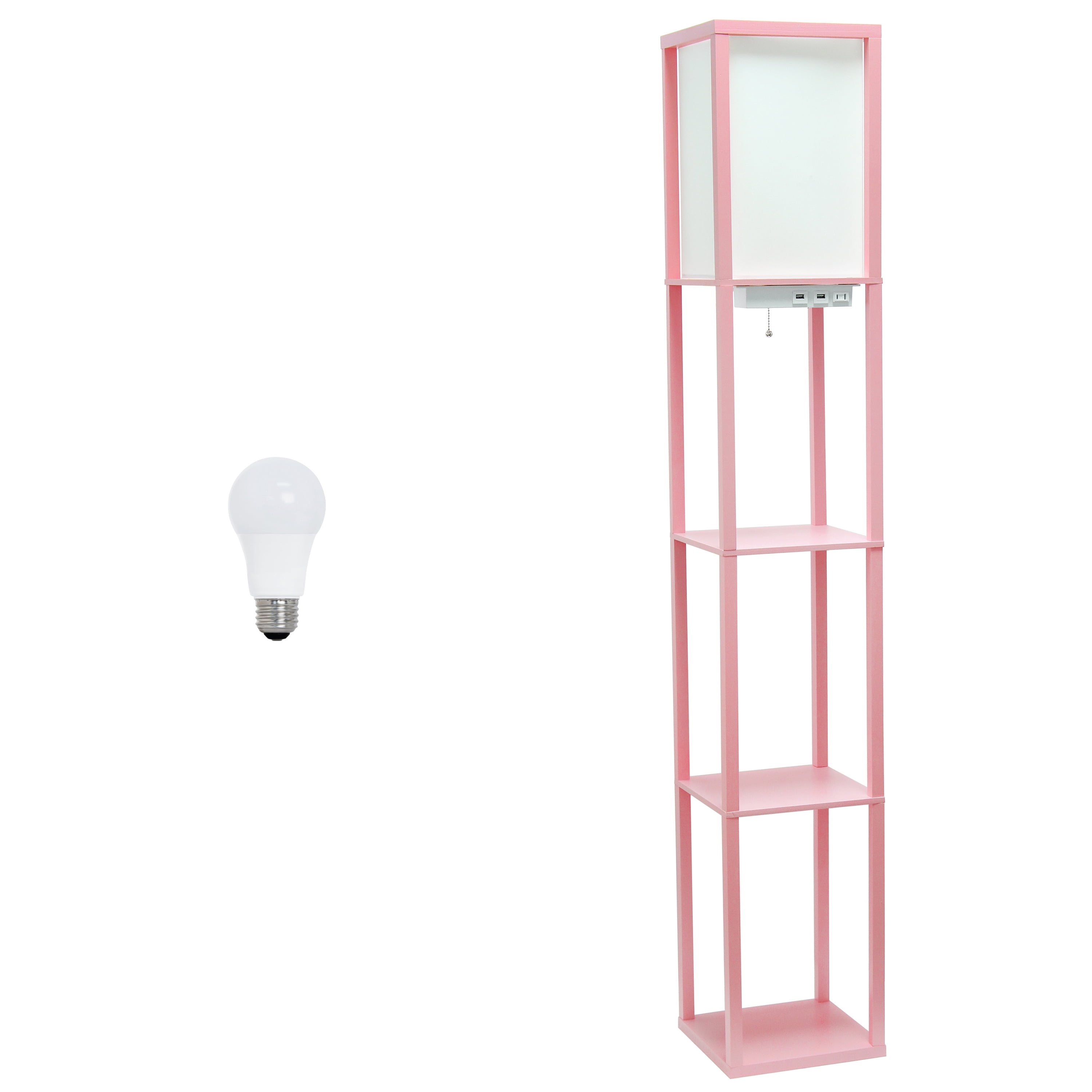 Creekwood Home 62.5" Storage & Display Floor Lamp w/ Charging Ports ...