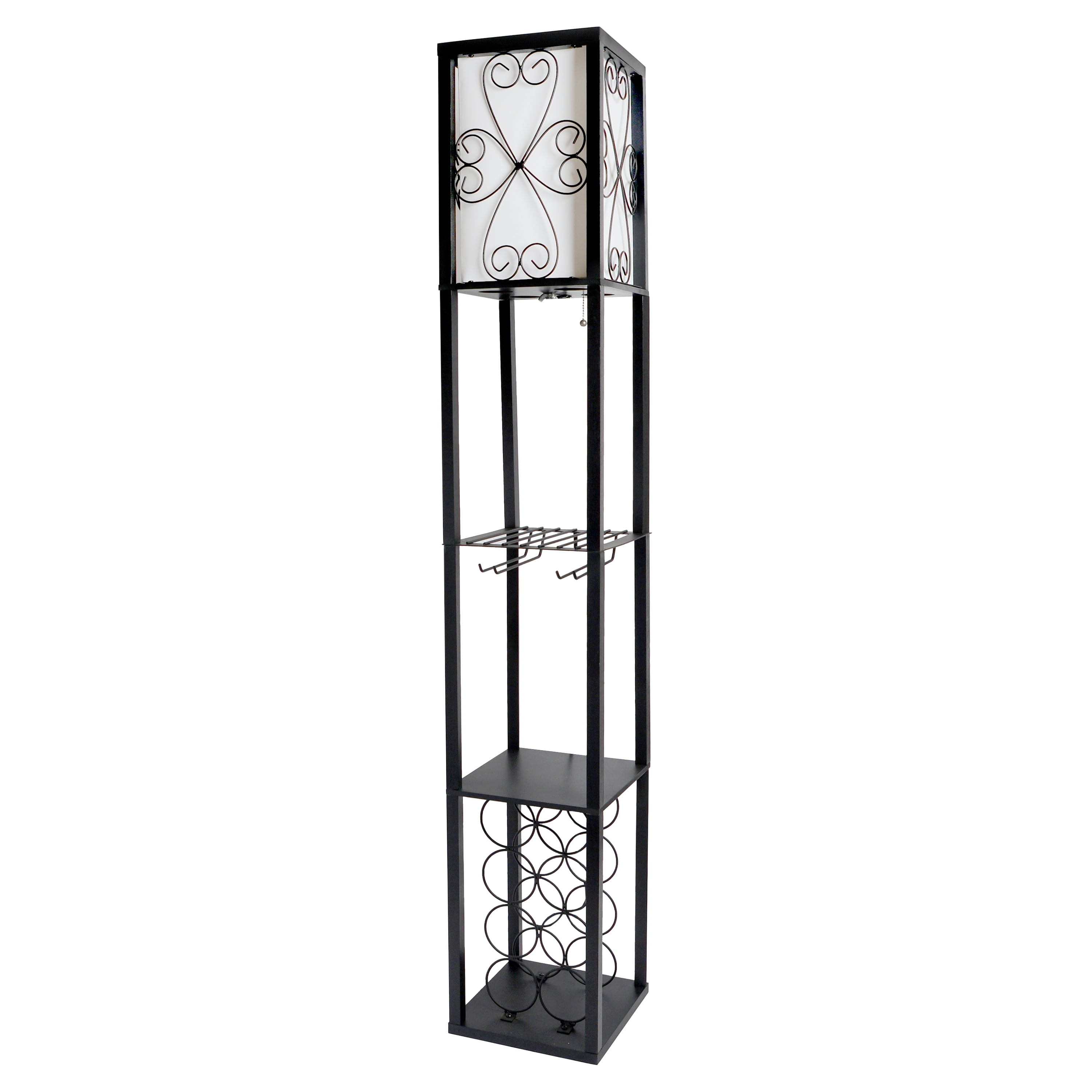 Creekwood Home 62.5" Vino Wine Rack and Storage Floor Lamp, with ...