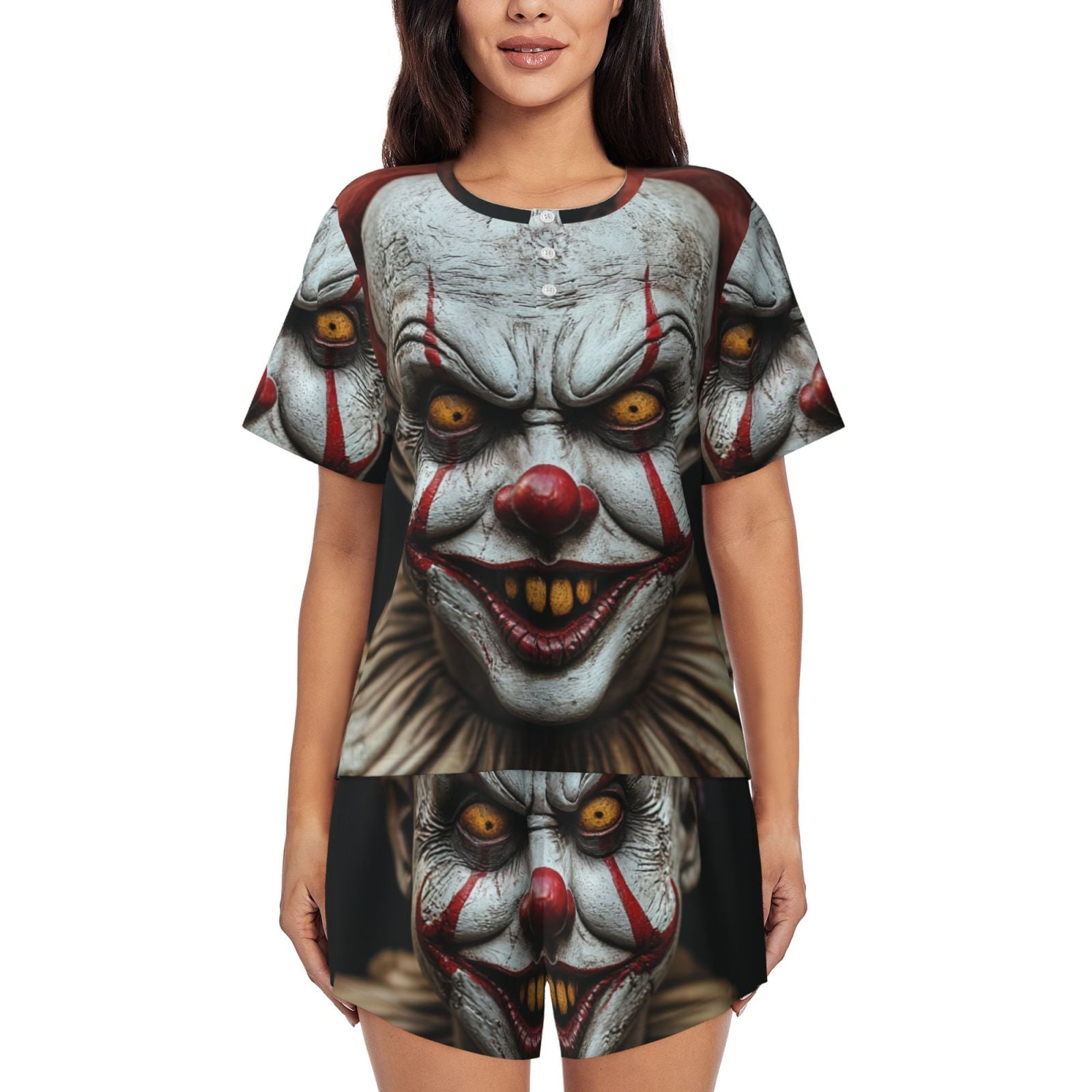 Creep Clown (1) Womens Pajamas Short Set Soft Short Sleeve Sleepwear ...