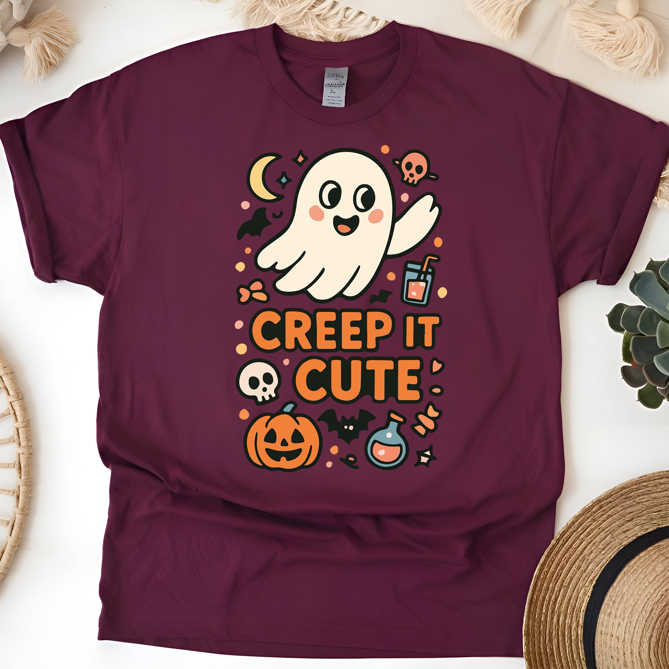 Creep It Cute Shirt | Funny Ghost Graphic Tee | Unisex Casual T-Shirt ...