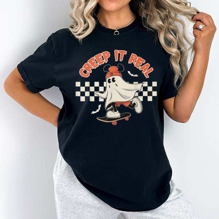 Creep It Real Ghost Mouse Funny Halloween Gift Comfort Colors T-Shirt ...