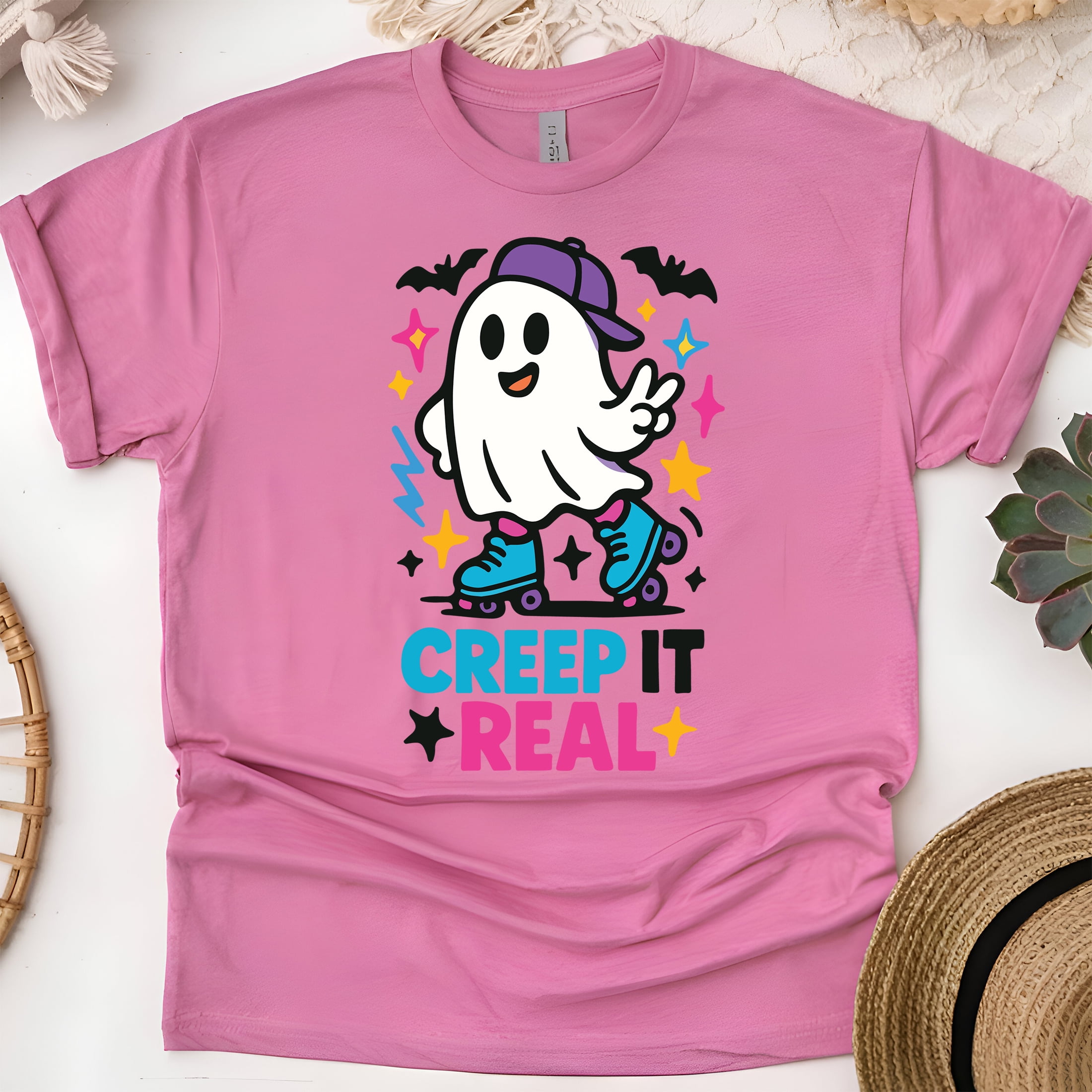 Creep It Real Ghost T-Shirt | Funny Unisex Spooky Outfit, Heliconia ...