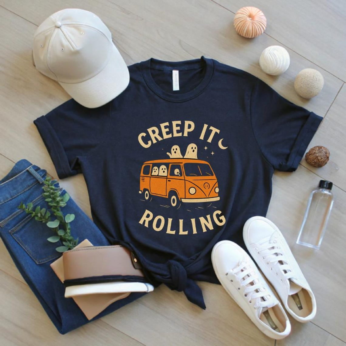 Creep It Rolling Halloween Shirt, Retro Ghost Van Tee, Funny Spooky ...