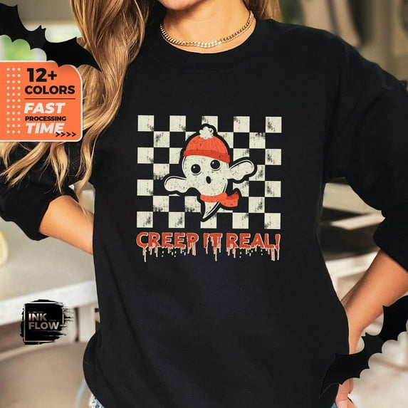 Creep it Real Sweatshirt, Hoodie for Moms, Retro Spooky Ghost Top, Gift ...