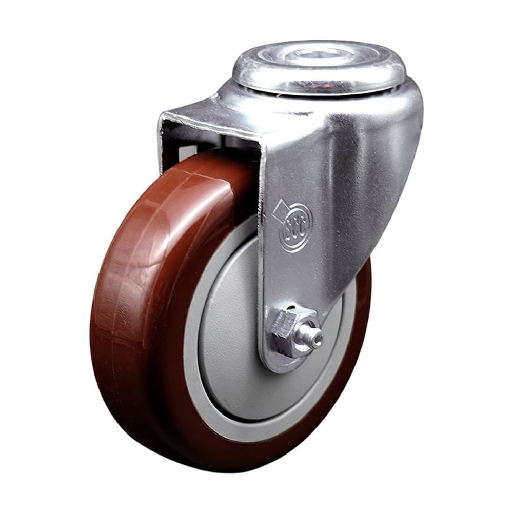 Creeper 4 Inch Maroon Polyurethane Wheel Swivel Bolt Hole Caster ...