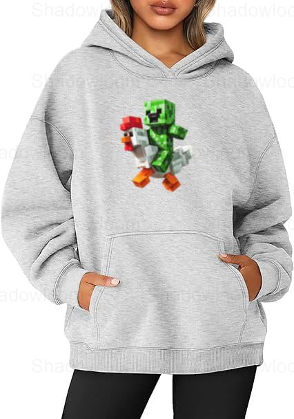 Creeper Riding Chicken Gamer Hoodie Funny Pixel Art Minecraft Fan ...