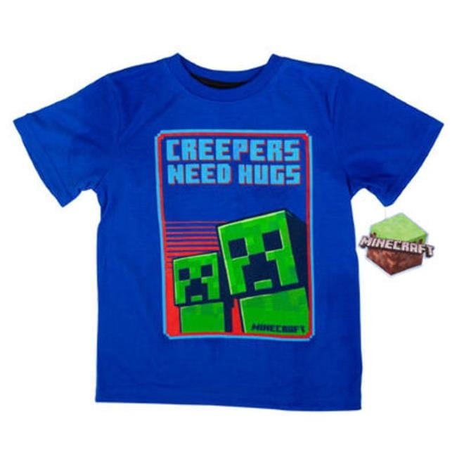 Creepers Need Hugs Kids Minecraft T-Shirt, Royal Blue - Assorted Size ...