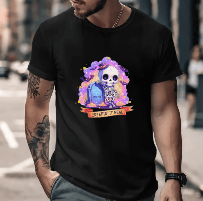 Creepin It Real Funny Skeleton Theme With Bold Halloween Mood Unisex T ...