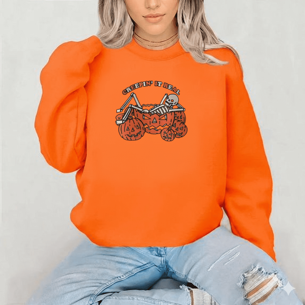 Creepin It Real Halloween Humor And Cute Graphics Cozy Fun Sweatshirt ...