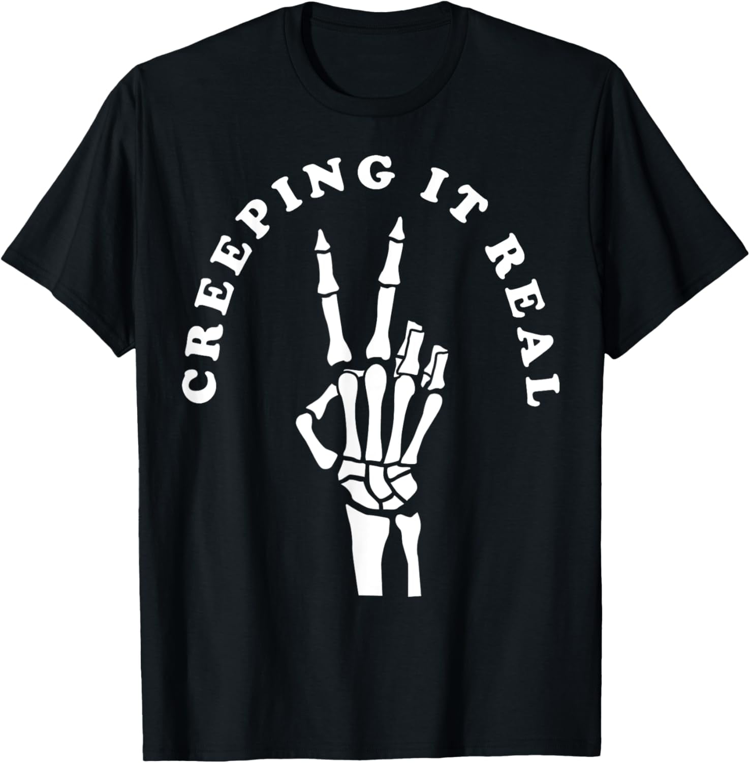 Creeping It Real Skeleton Peace Sign T-Shirt - Walmart.com