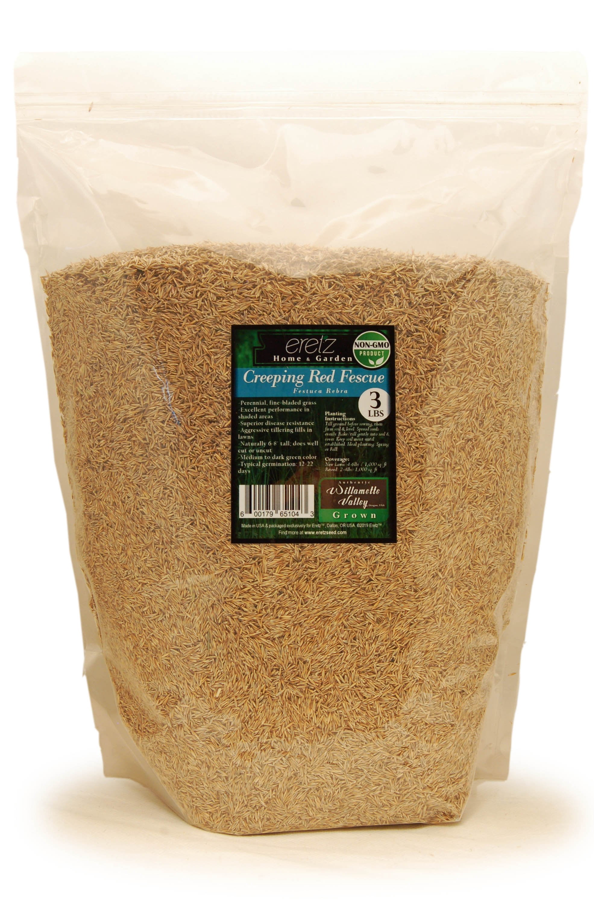 Eretz 3lb Creeping Red Fescue Seed - Oregon Grown, No Fillers or Weed ...