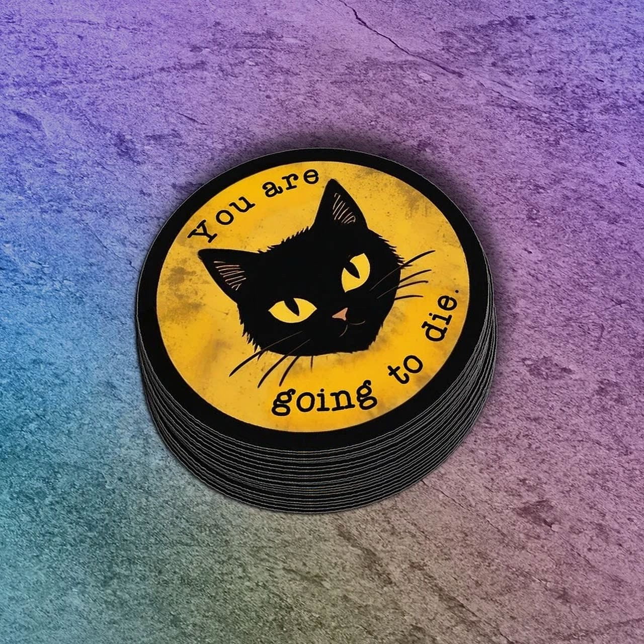 Creepy Black Cat Sticker Halloween Cat Sticker Spooky Sticker Phone ...