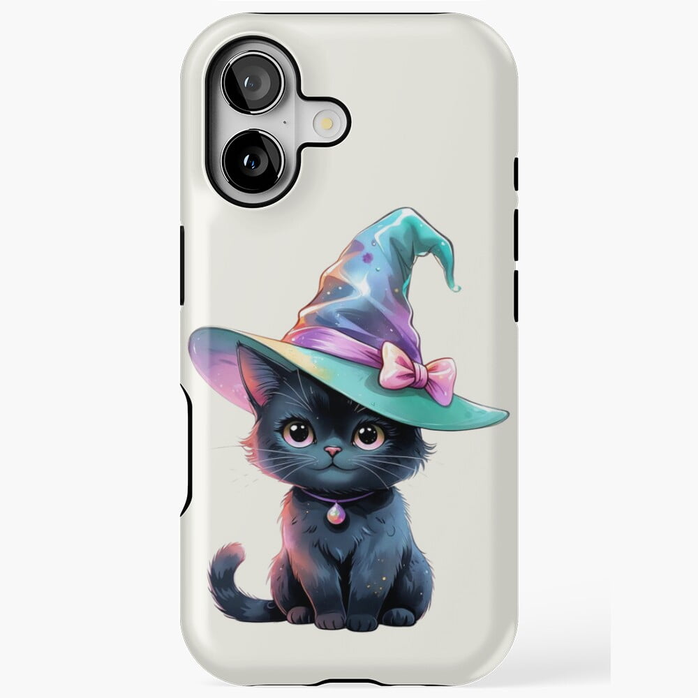 Creepy Black Cat Witch Hat Art Universal Phone Case for iPhone 11–17 ...