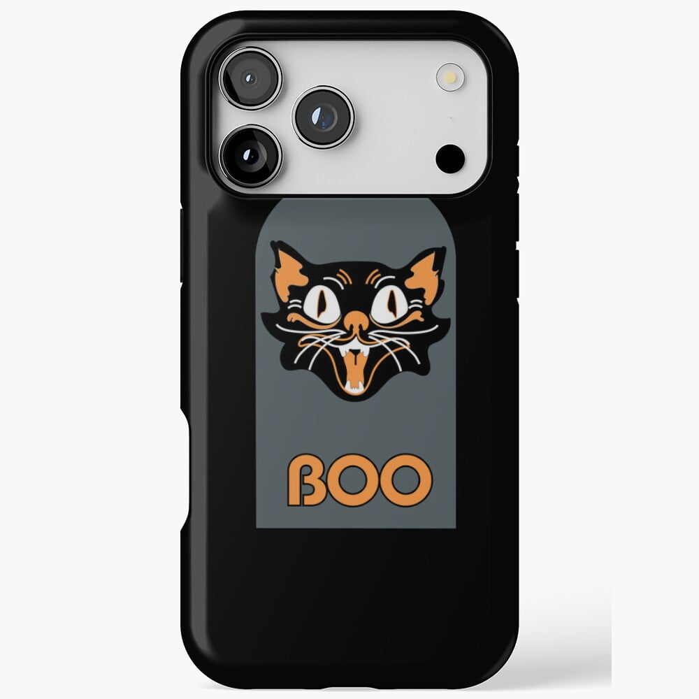 Creepy Black Cat with Ghost Sheet Saying Boo Design Case for iPhone 11 ...