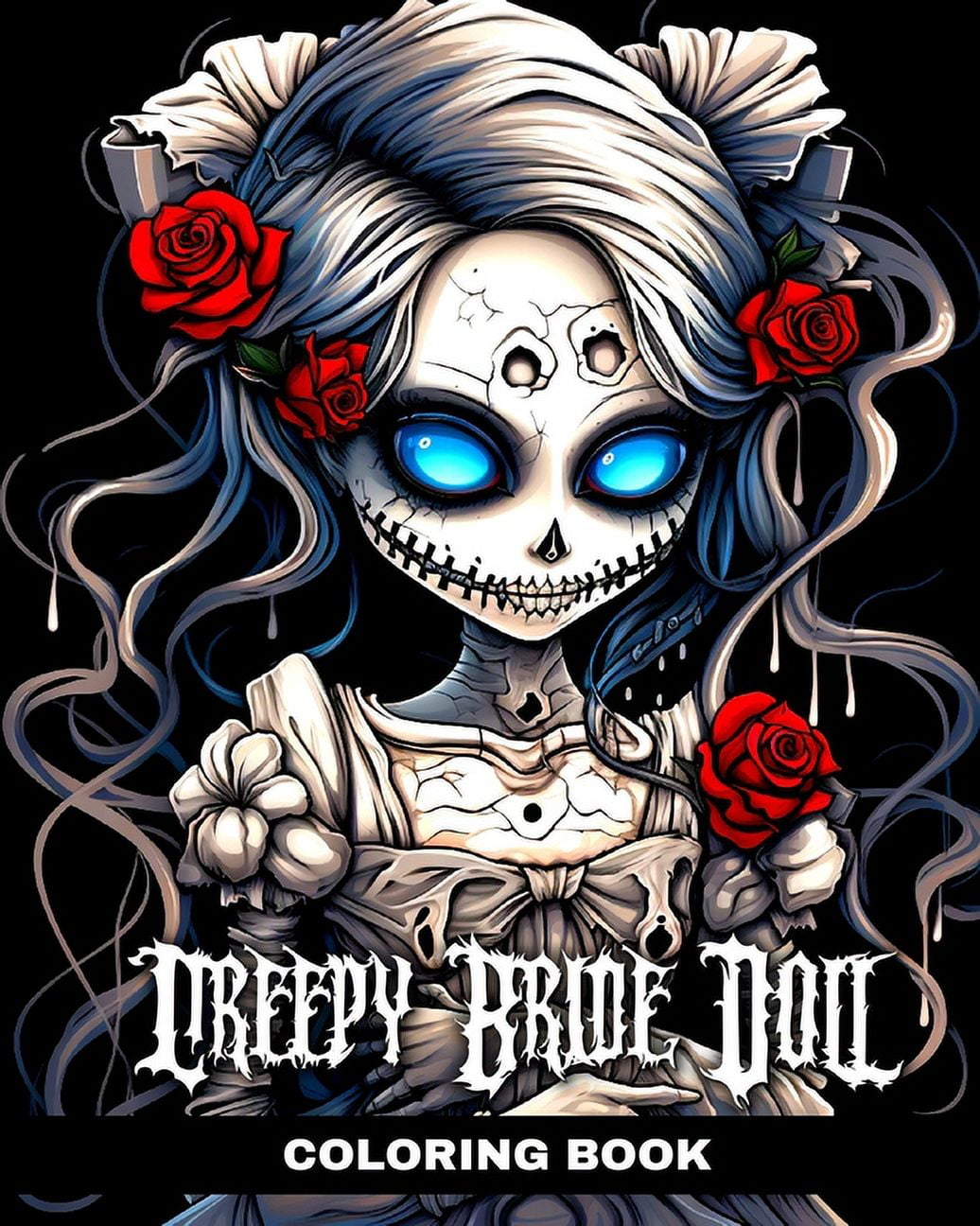 Creepy Bride Doll Coloring Book: Wedding Coloring Pages with Horror ...