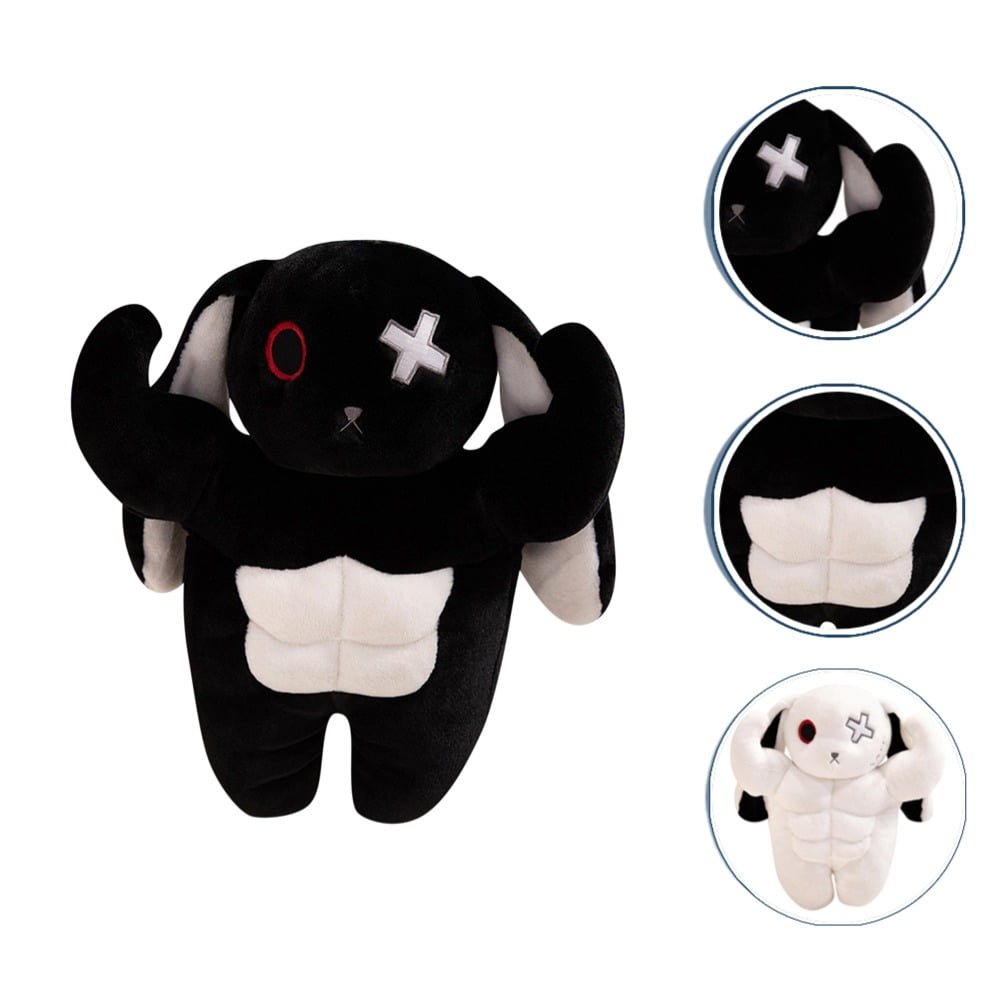 Creepy Bunny Plush Toy, Muscle Bunny Plush with Gothic Design, Furry ...