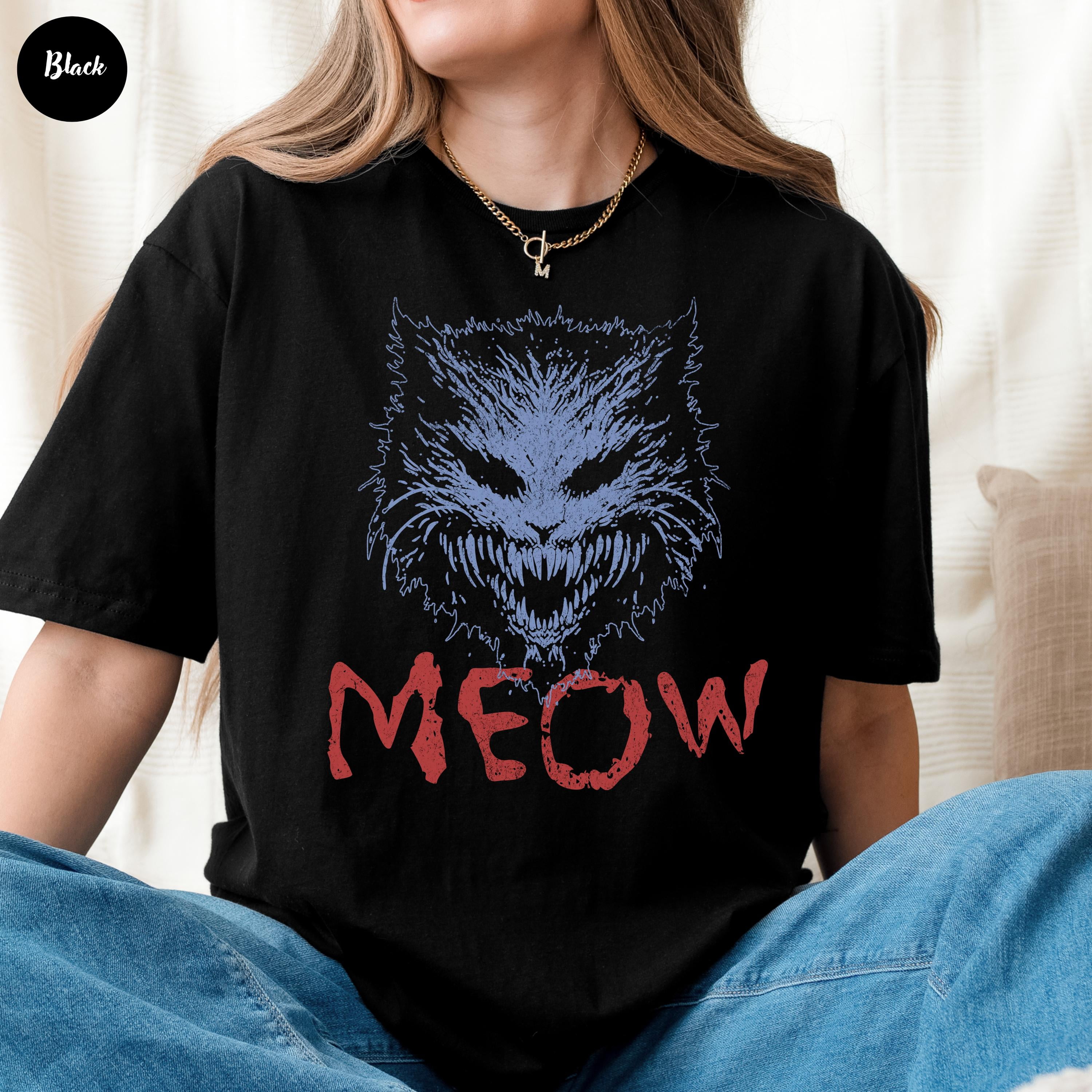 Creepy Cat T-Shirt: Gothic Horror Shirt, Weirdcore Clothing - Walmart.com