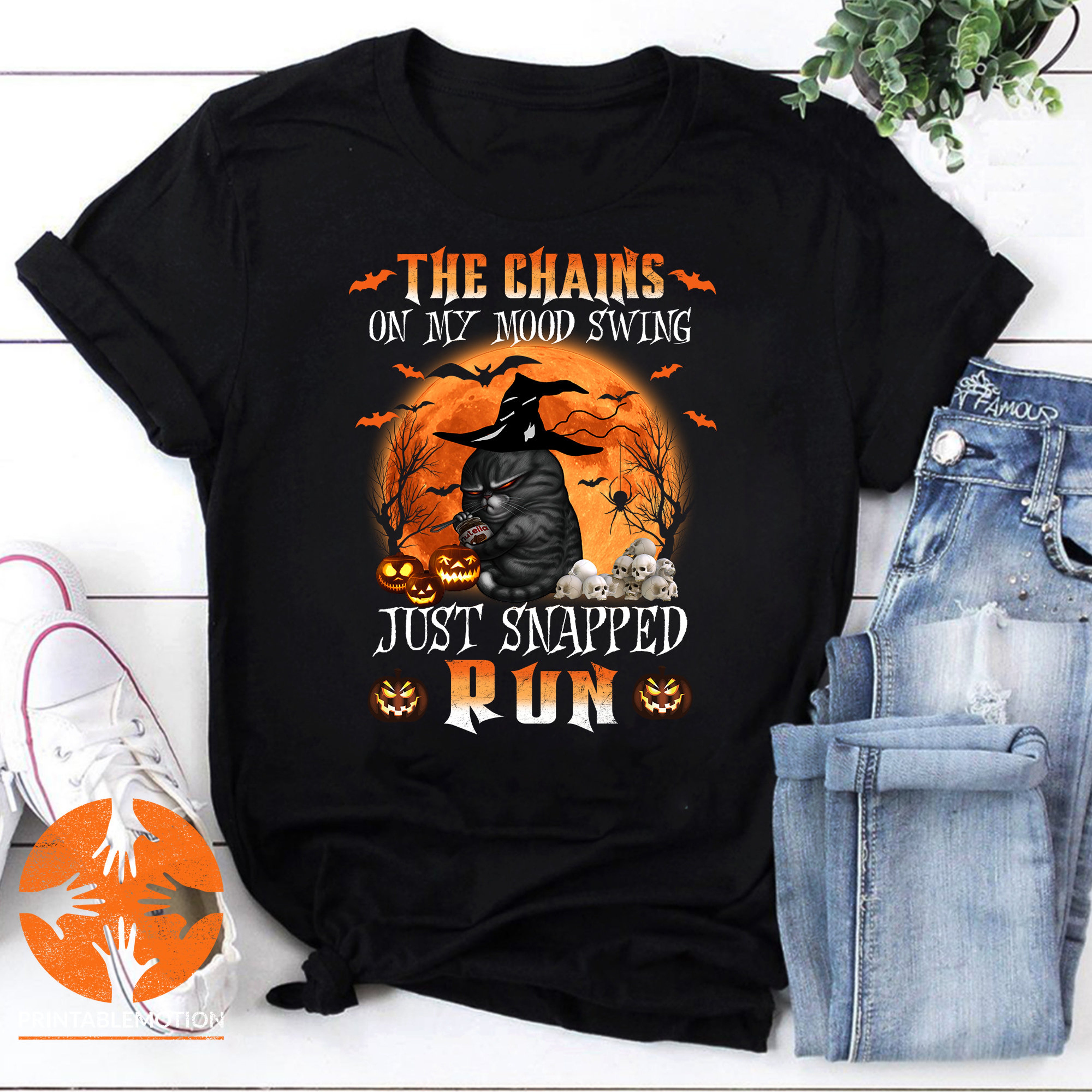 Creepy Cat Witch Funny The Chains On My Mood Swing Just Snapped Vintage ...