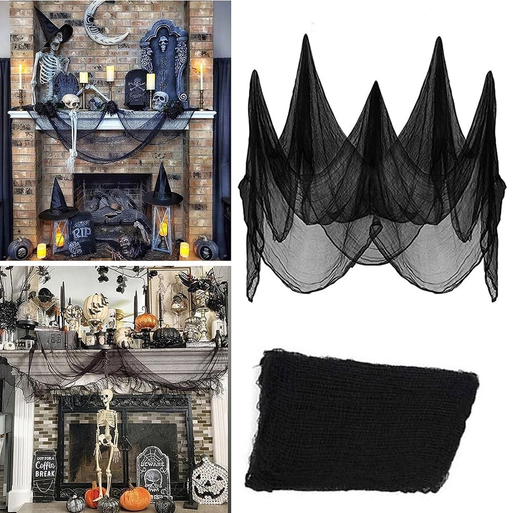 Creepy Cloth Halloween Decorations Black Spooky Fabric Scary Gauze for ...